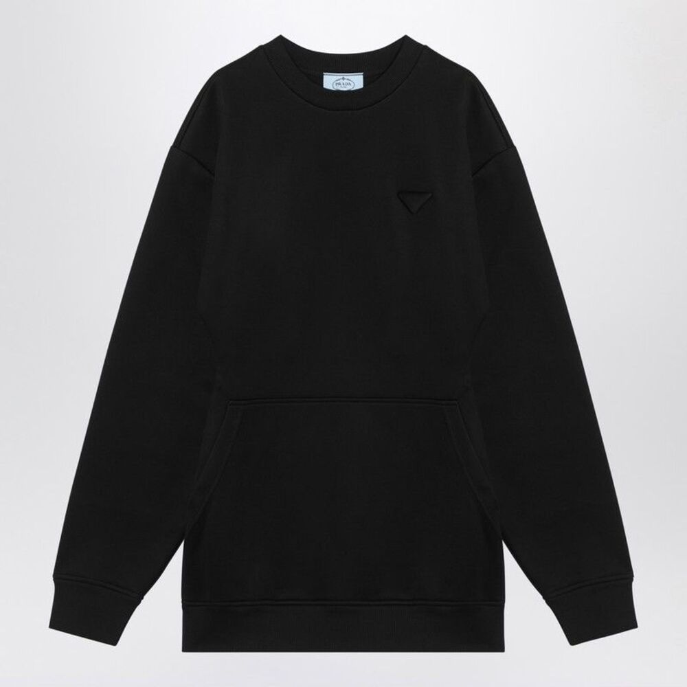 Prada | Dresses | Prada Black Short Plush Dress With Logo Triangle ...